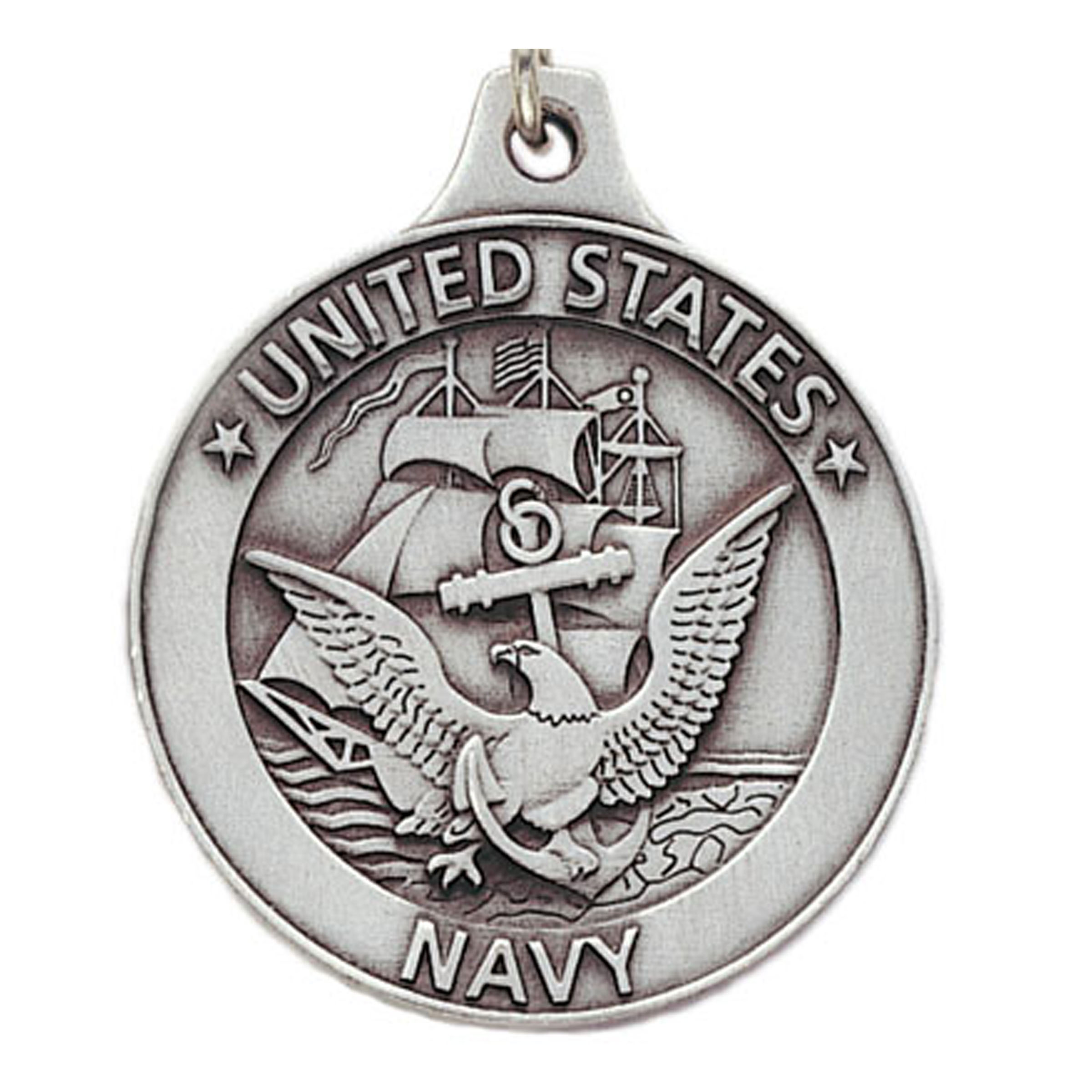 Pewter Navy Logo Keyring with Chain